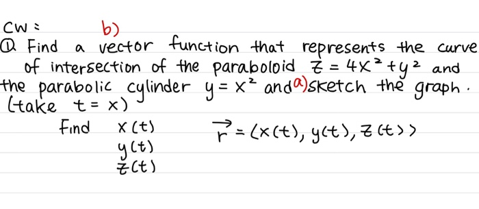 Solved b) Q Find a vector function that represents the curve | Chegg.com