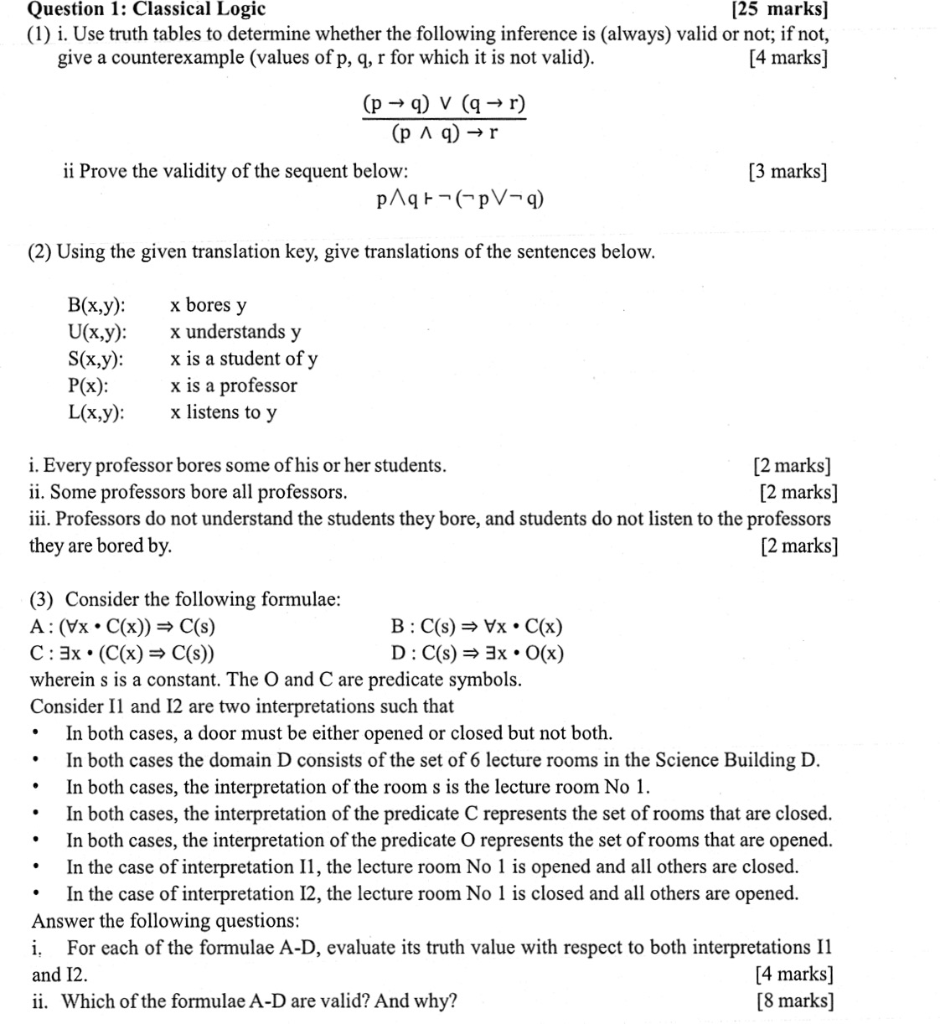 Solved it is about classical logic in the subject of formal | Chegg.com