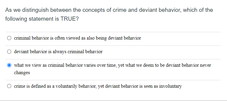 Solved As we distinguish between the concepts of crime and | Chegg.com