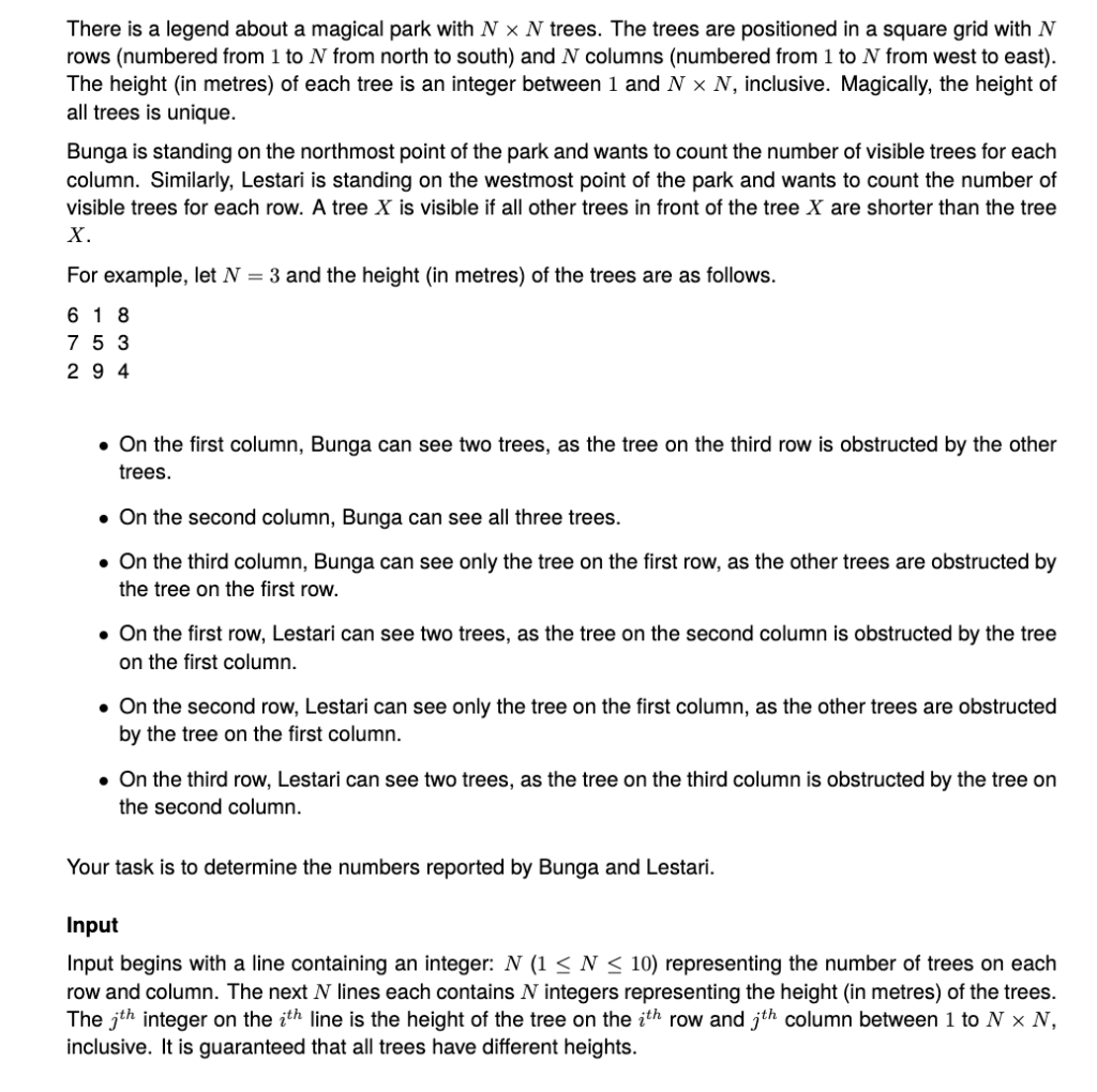 Solved There is a legend about a magical park with Nx N | Chegg.com