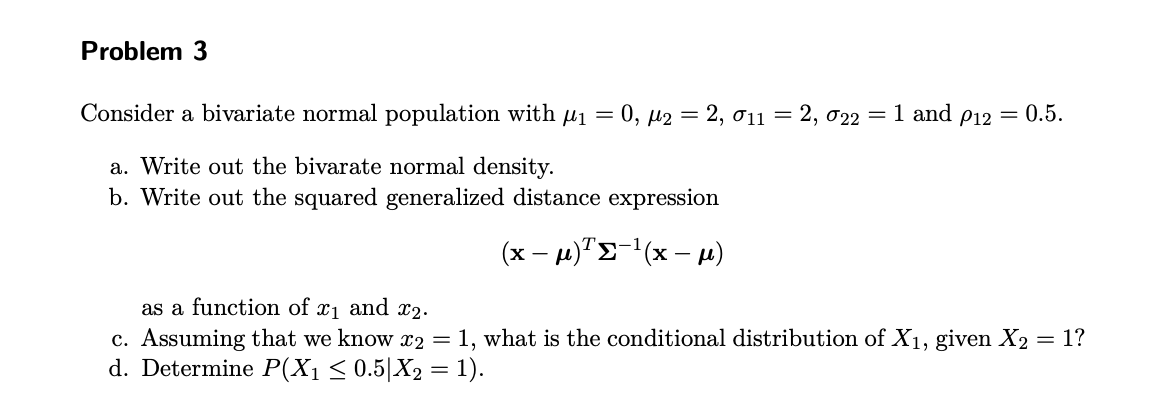 Consider A Bivariate Normal Population With