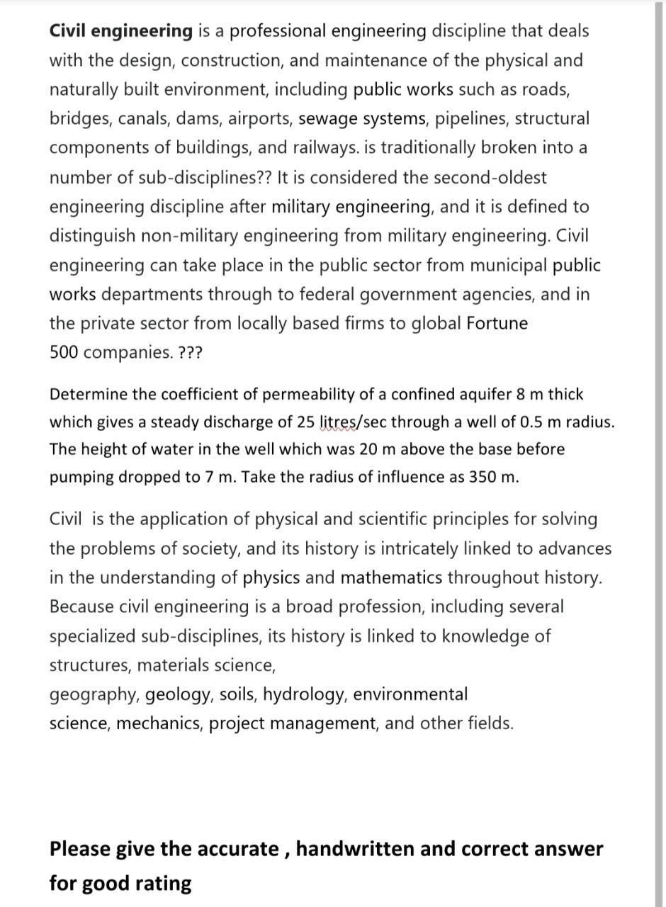 Solved Civil engineering is a professional engineering | Chegg.com