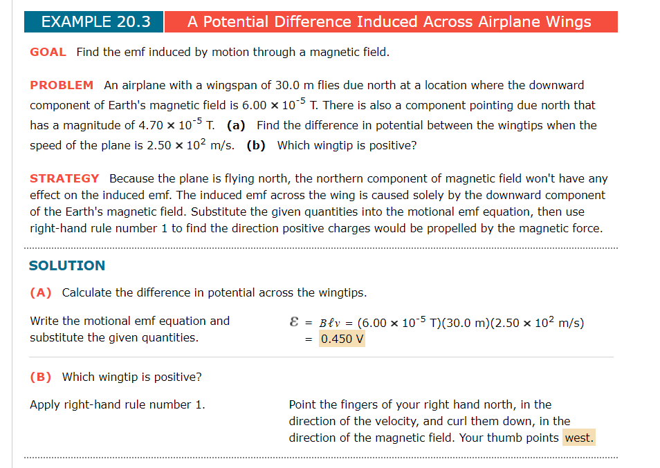Solved EXAMPLE 20.3 A Potential Difference Induced Across | Chegg.com