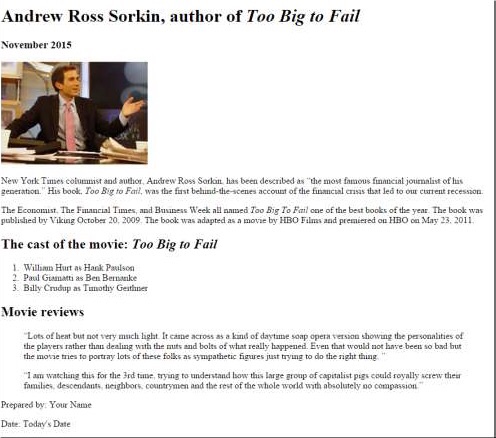 Solved Andrew Ross Sorkin, author of Too Big to Fail | Chegg.com