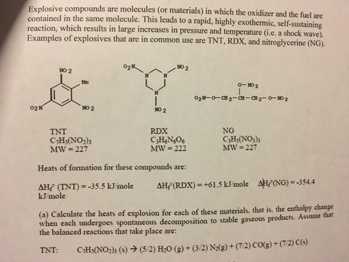 Solved Explosive compounds are molecules (or materials) in | Chegg.com