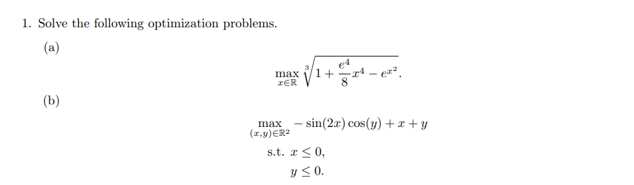 Solved Solve the following optimization | Chegg.com