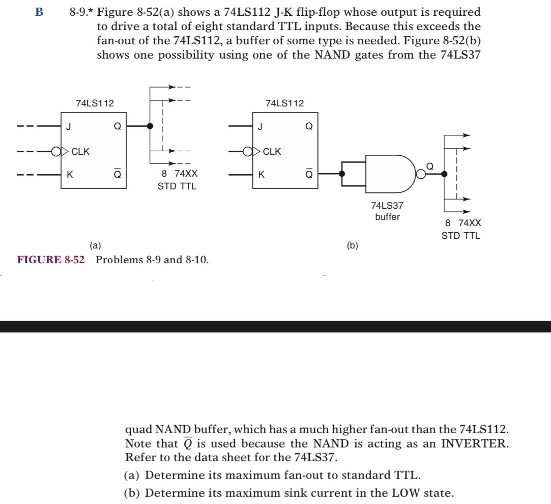 Solved B 8−9.⋆ Figure 8−52 (a) shows a 74LS112 J-K flip-flop | Chegg.com