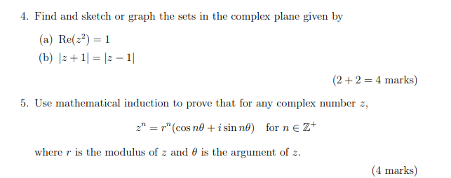 Solved 4. Find and sketch or graph the sets in the complex | Chegg.com