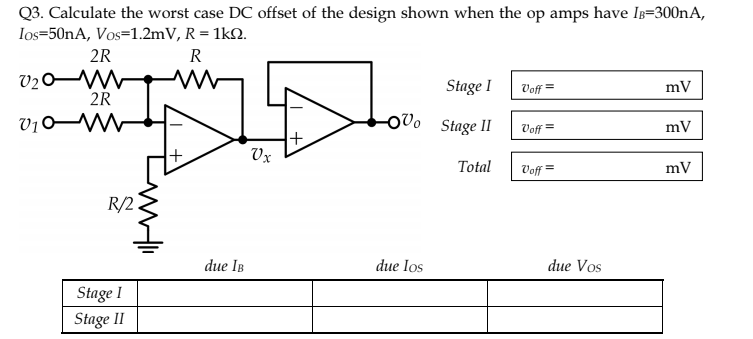 Solved Q3. Calculate the worst case DC offset of the design | Chegg.com