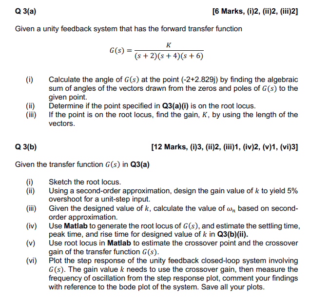 Solved Q 3(a) [6 Marks, (i), (ii)2, (iii)2] Given a unity | Chegg.com