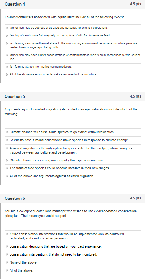 Solved Question 4 4.5 pts Environmental risks associated | Chegg.com