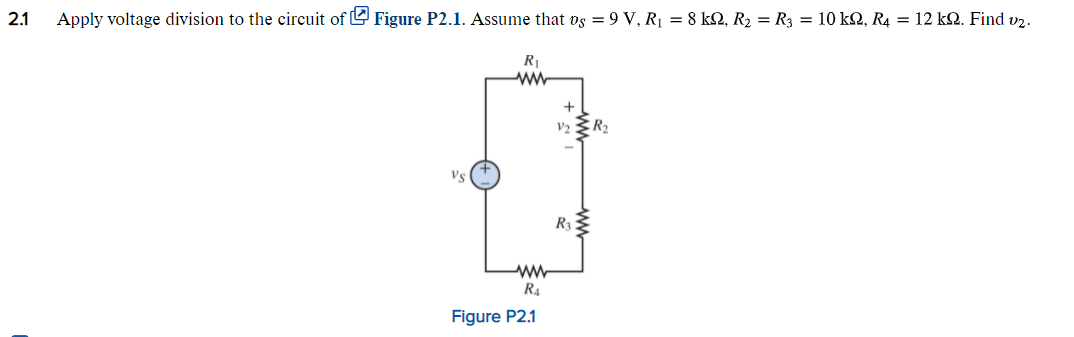 Solved 2.1 Apply voltage division to the circuit of Figure | Chegg.com