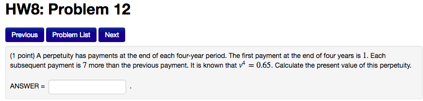 Solved HW8: Problem 12 Previous Problem List Next (1 point) | Chegg.com