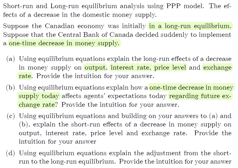 Solved Short-run and Long-run equilibrium analysis using PPP | Chegg.com