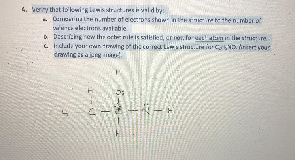 Solved 4. Verify that following Lewis structures is valid | Chegg.com