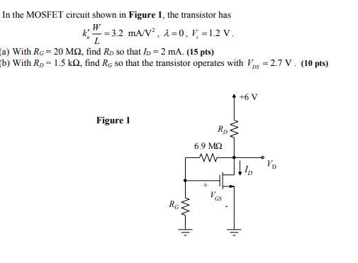 Solved In the MOSFET circuit shown in Figure 1, the | Chegg.com
