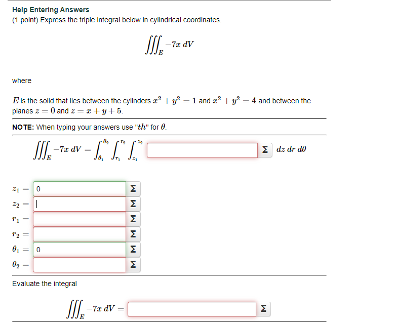 Solved (1 point) Express the triple integral below in | Chegg.com