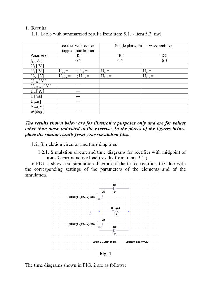 1. Results 1.1. Table with summarized results from | Chegg.com