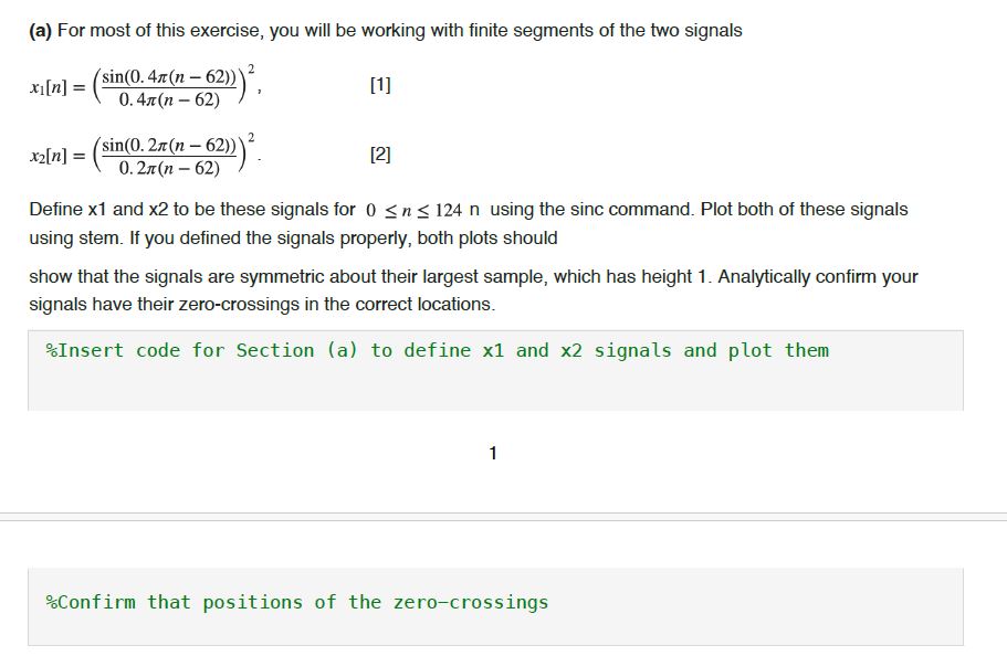 (a) For most of this exercise, you will be working | Chegg.com