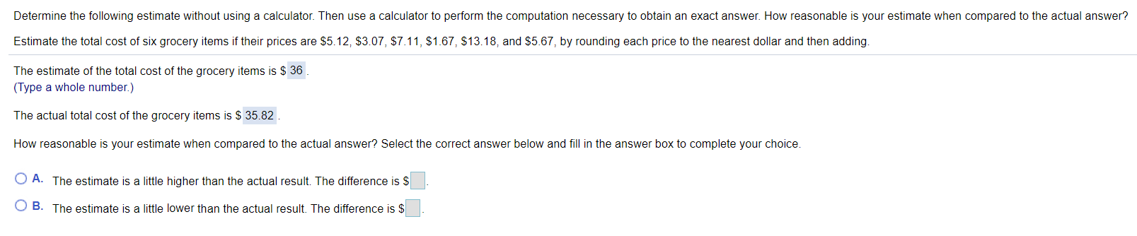 Solved Determine the following estimate without using a | Chegg.com