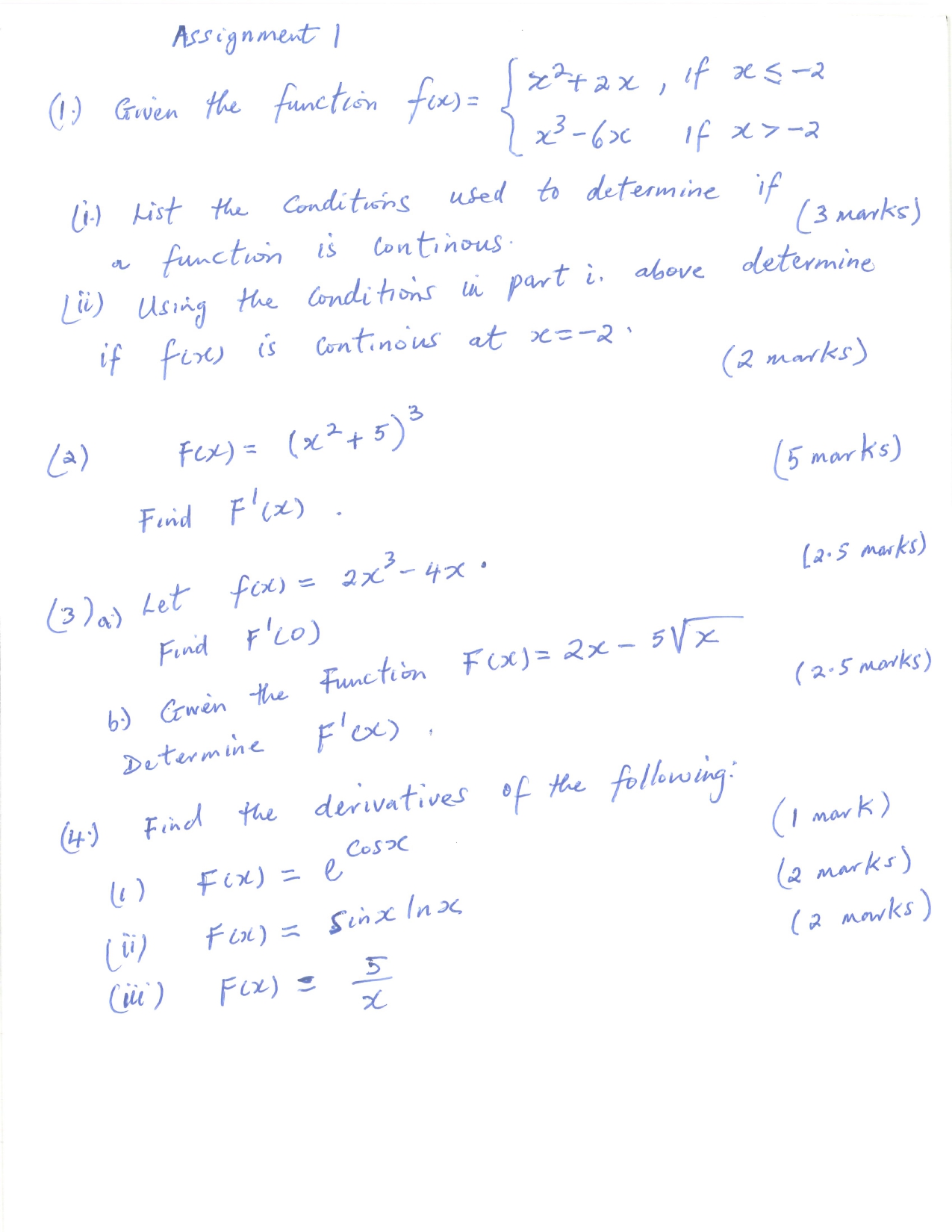 Solved Assignment 1(1.) ﻿Given the function | Chegg.com