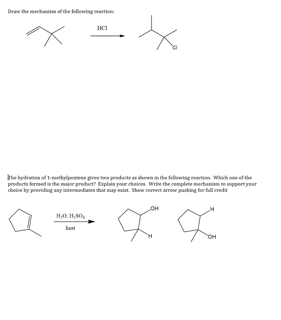 Solved Draw the mechanism of the following reaction HCl CI | Chegg.com