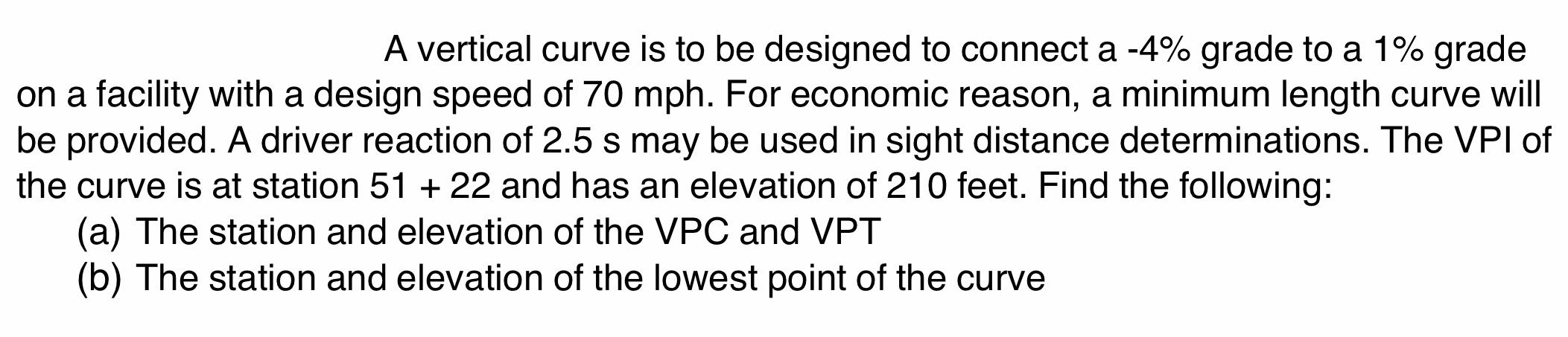 Solved A vertical curve is to be designed to connect a −4% | Chegg.com