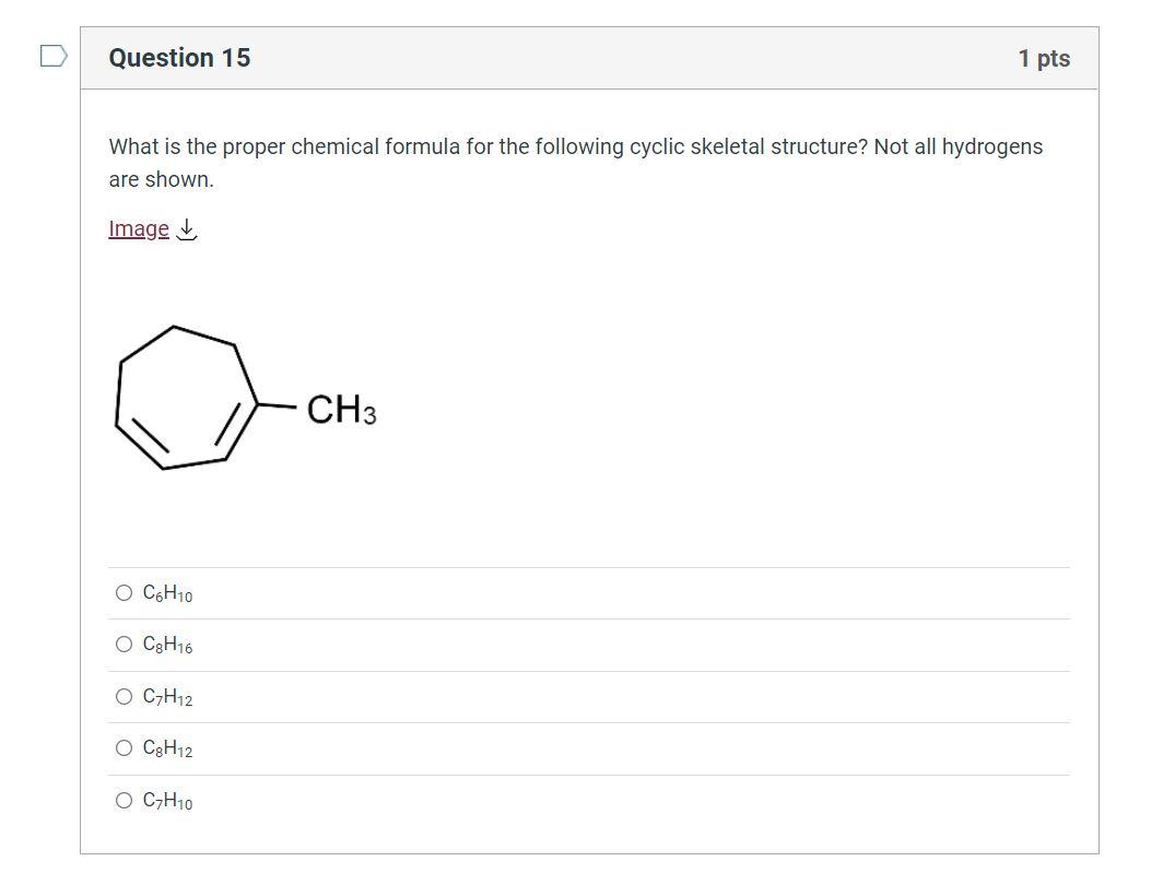 Solved Question 15 1 pts What is the proper chemical formula | Chegg.com