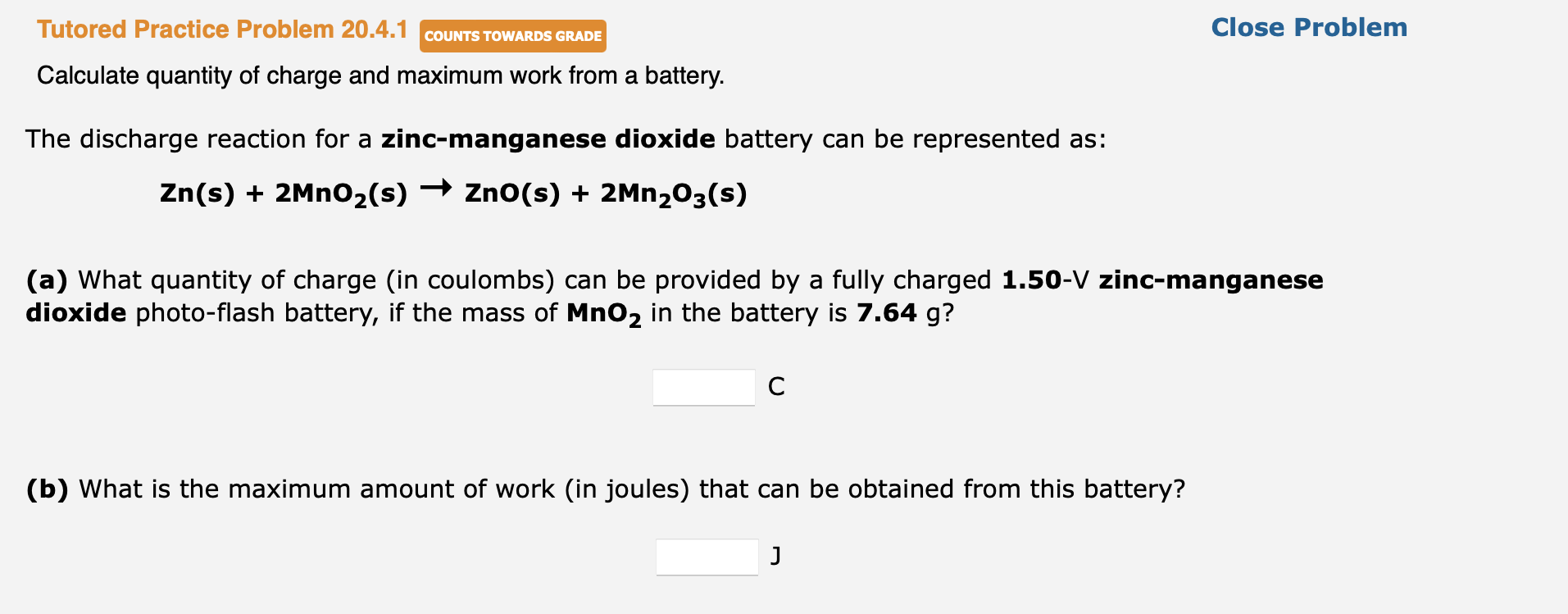 Solved Tutored Practice Problem 20.4.1 COUNTS TOWARDS GRADE | Chegg.com