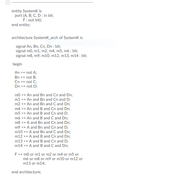 Solved Design a VHDL model for the 4-input truth table list | Chegg.com