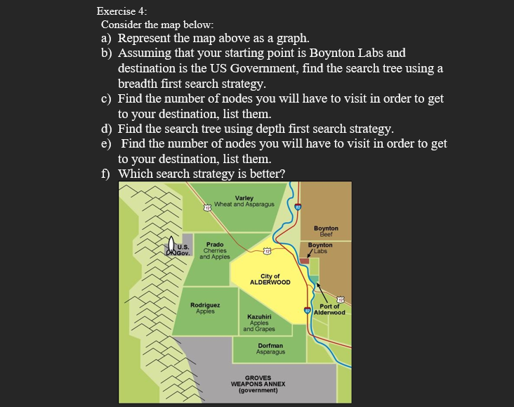 Solved Consider the map below: a) Represent the map above as | Chegg.com