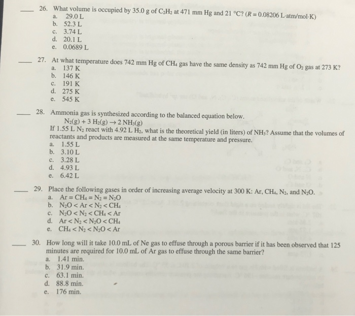 Solved 26. What volume is occupied by 35.0 g of C,H2 at 471 | Chegg.com