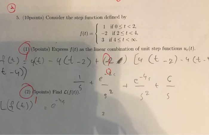 Solved 5. (10points) Consider the step function defined by | Chegg.com