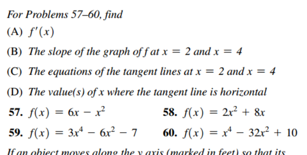 Solved For Problems 57-60, ﻿find(A) f'(x)(B) ﻿The slope of | Chegg.com | Chegg.com