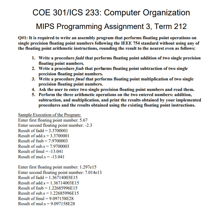 Solved Q#1: It is required to write a MIPS assembly program | Chegg.com