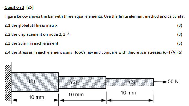 Question 3 [25] Figure below shows the bar with three | Chegg.com
