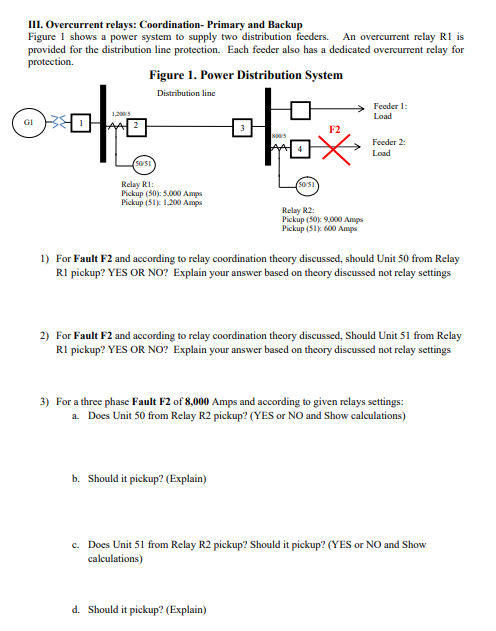 Solved Iii Overcurrent Relays Coordination Primary And