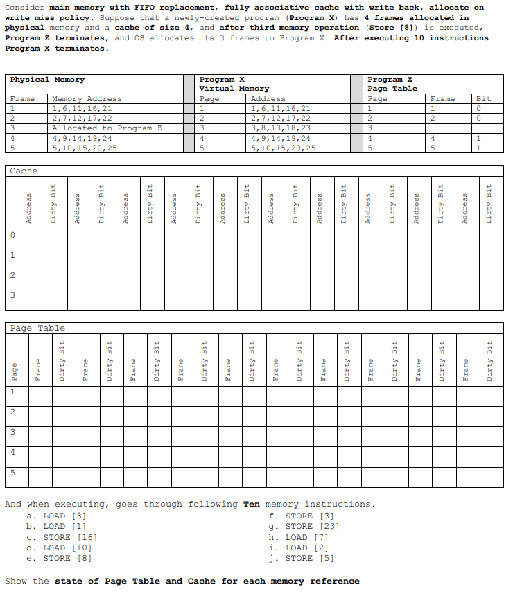 Consider main memory with FIFO replacement, fully | Chegg.com