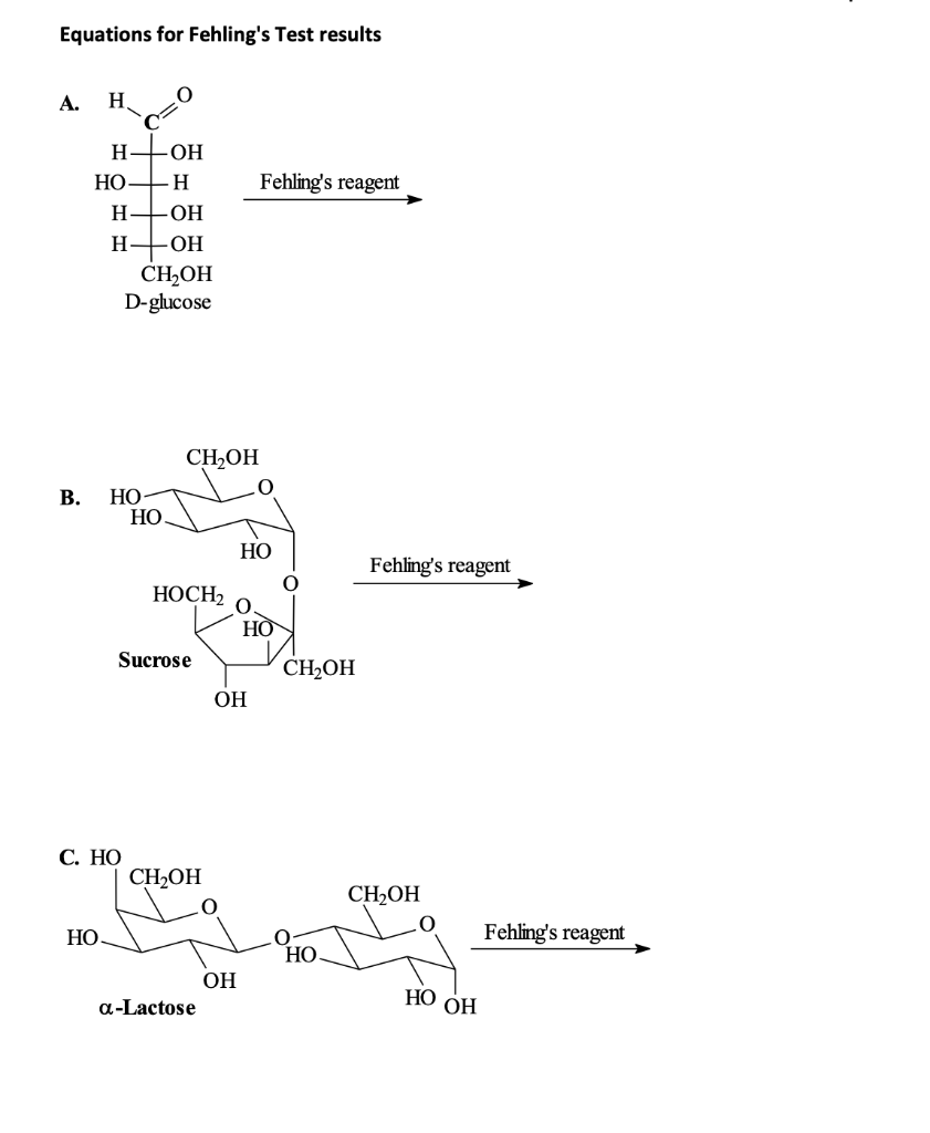 EXPERIMENTAL Part B : Fehling's Tests (work in pairs | Chegg.com