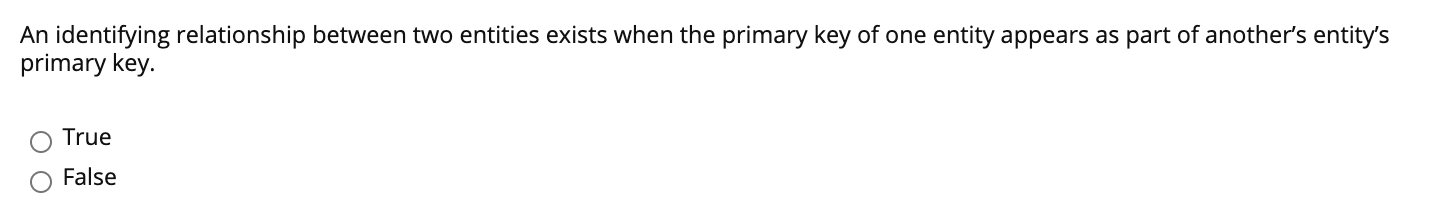 Solved An identifying relationship between two entities | Chegg.com