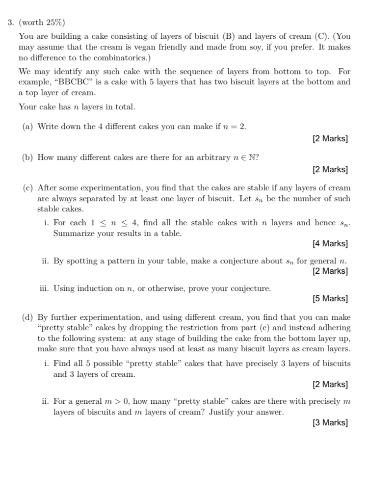 Solved 3. (worth 25%) You are building a cake consisting of | Chegg.com