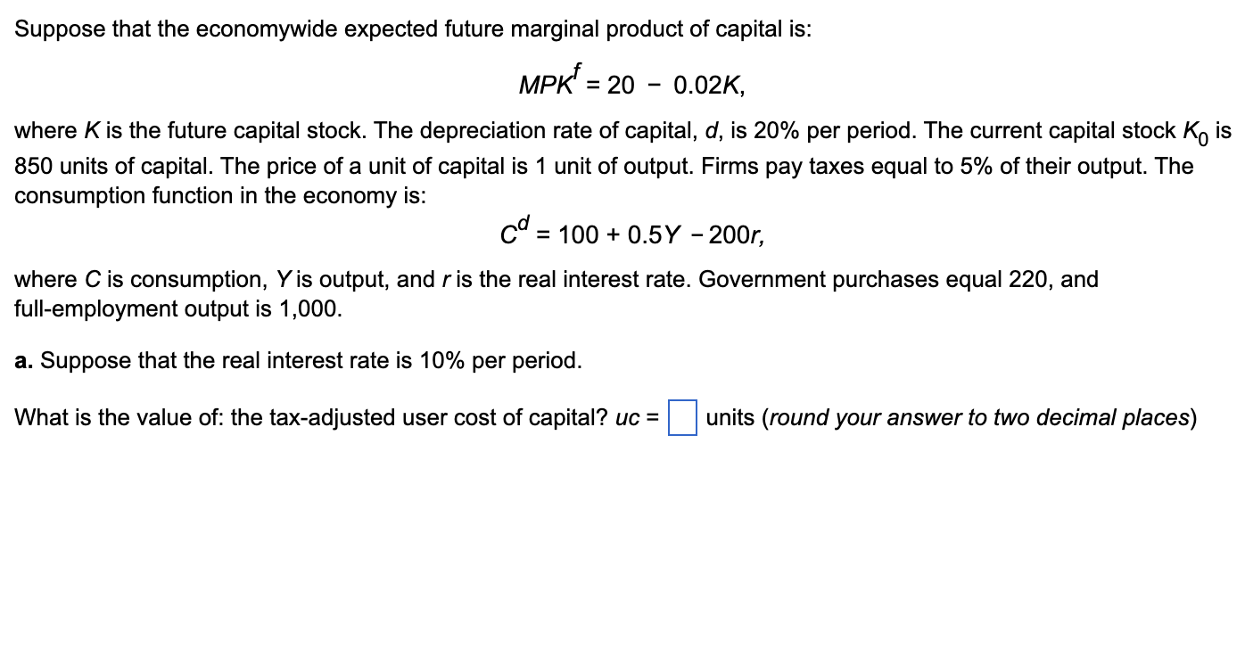 Solved Suppose that the economywide expected future marginal | Chegg.com