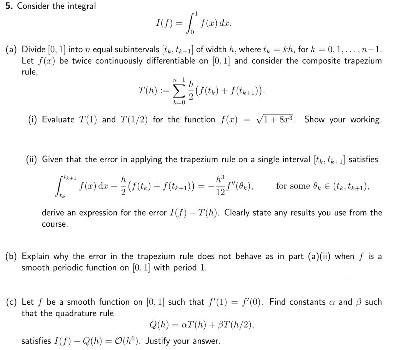 Solved 5. Consider the integral I(f)=∫01f(x)dx (a) Divide | Chegg.com