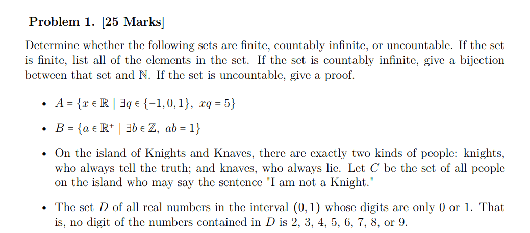 Solved Determine whether the following sets are finite, | Chegg.com