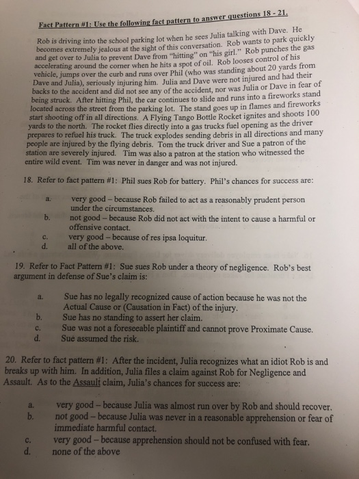 Fact Pattern #: Use the following fact pattern to | Chegg.com