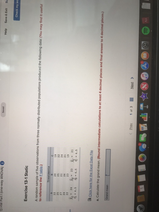 Solved Help Save & Exit Su 13 HW Part I (one-way ANOVA) | Chegg.com