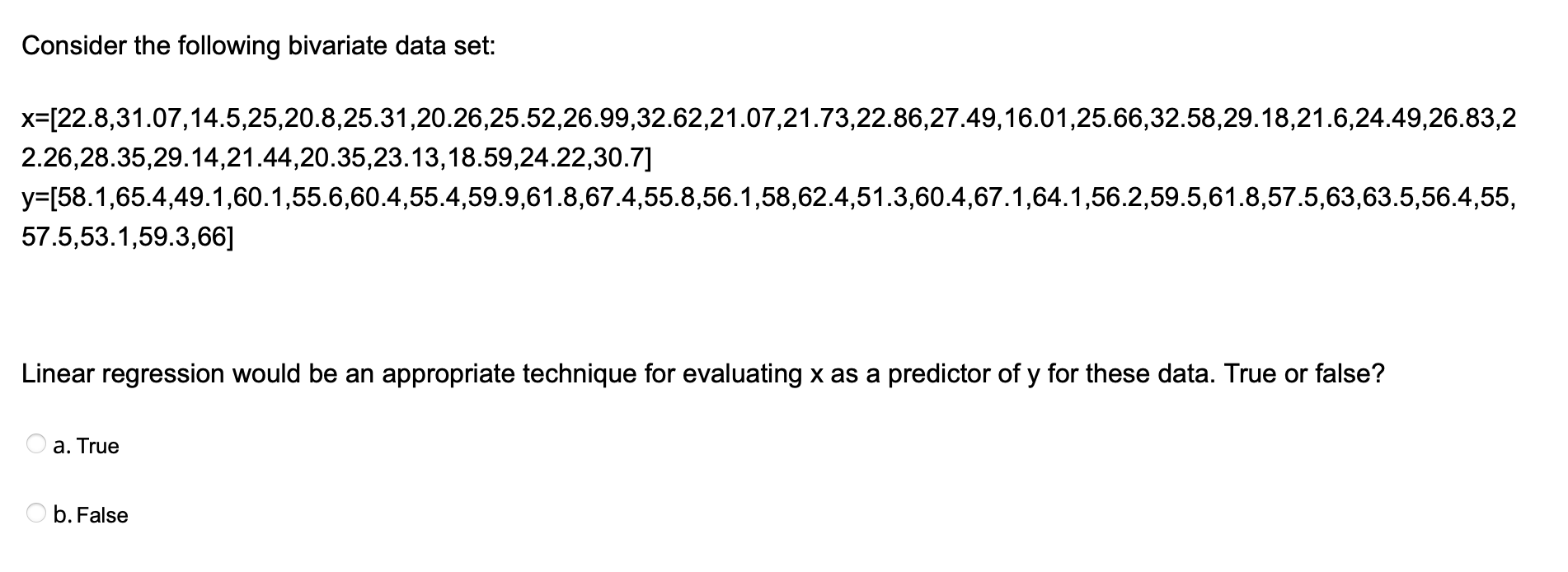 Solved Consider the following bivariate data set: | Chegg.com