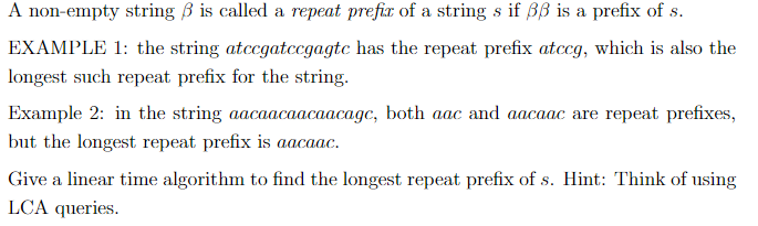 Solved A non-empty string β is called a repeat prefix of a | Chegg.com