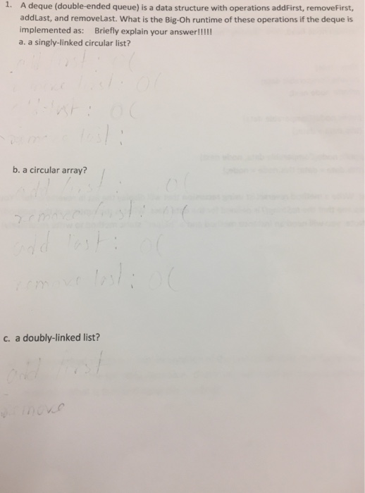 Solved 1. A deque (double-ended queue) is a data structure | Chegg.com