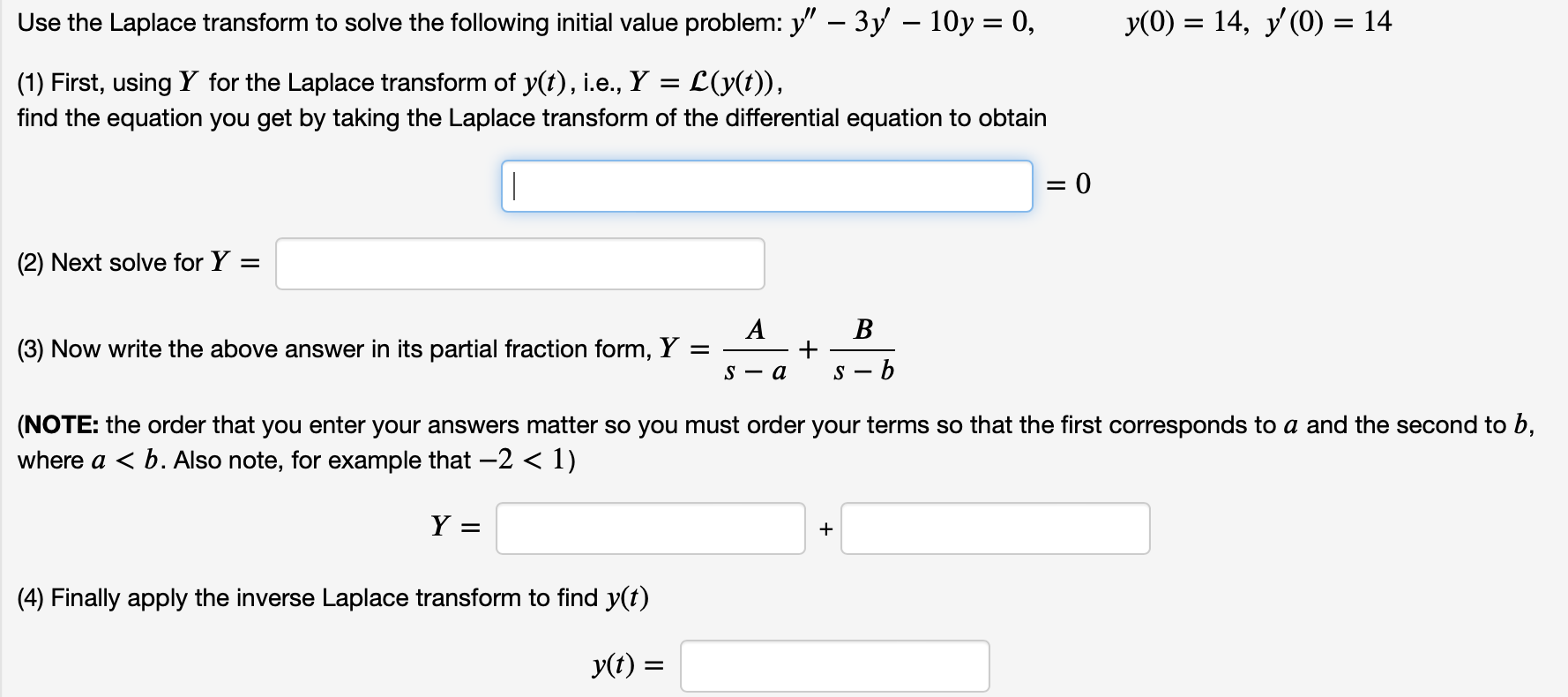 Solved Use the Laplace transform to solve the following | Chegg.com